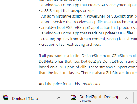 ionic zip download in .Net c#